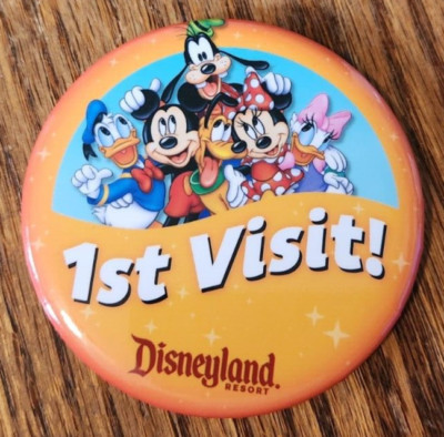 Disneyland Disney 1st Visit 3" Pinback Button Pin Mickey Minnie Goofy ...