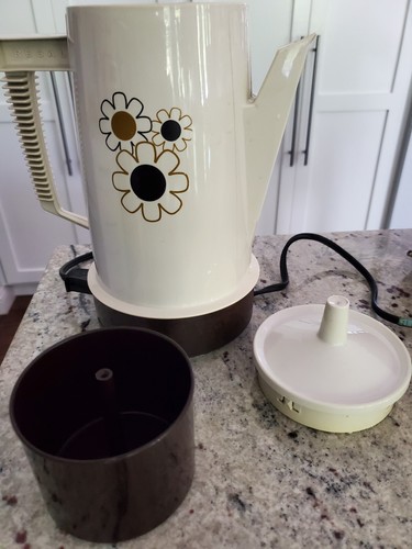 Vtg REGAL Ware Poly Perk Percolator Electric Coffee Pot Flowers 4-8 Cup ...
