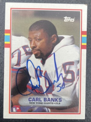 CARL BANKS 1989 Topps Football Card #168 AUTO AUTOGRAPH Signed NY ...