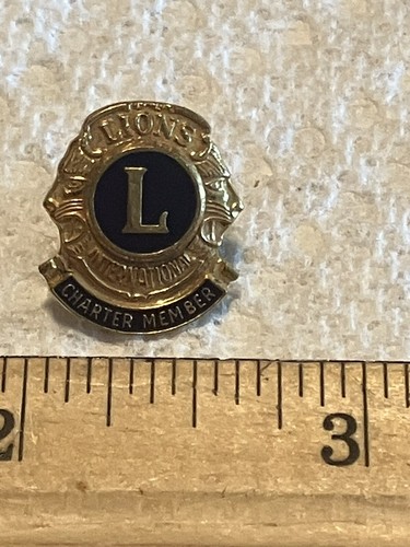 Vintage Lions Club Charter Member Goldtone Blue Enamel Lapel Hat Vest ...