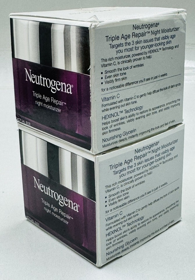 2 neutrogena triple age night repair moisturizer 1.7oz ea scuffed box | eBay