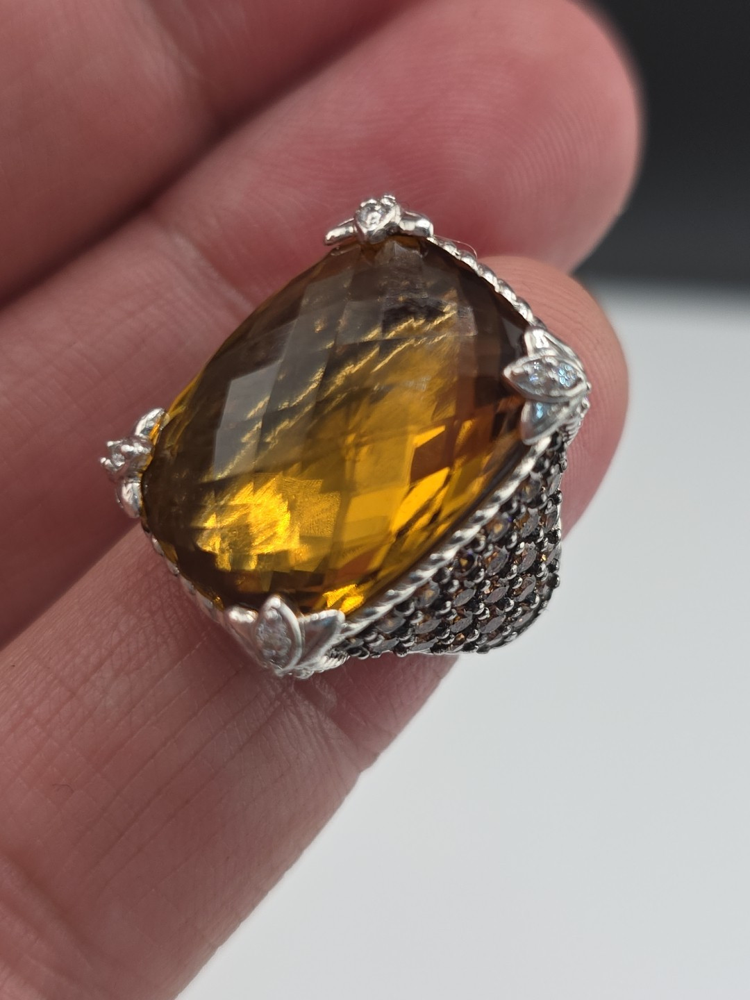 Judith Ripka Citrine & Cubic Zirconia Ring - Sterling… - Gem
