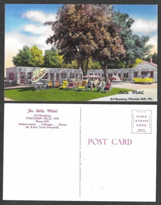 Old Wisconsin Dells Postcard - Dells Motel | eBay Australia