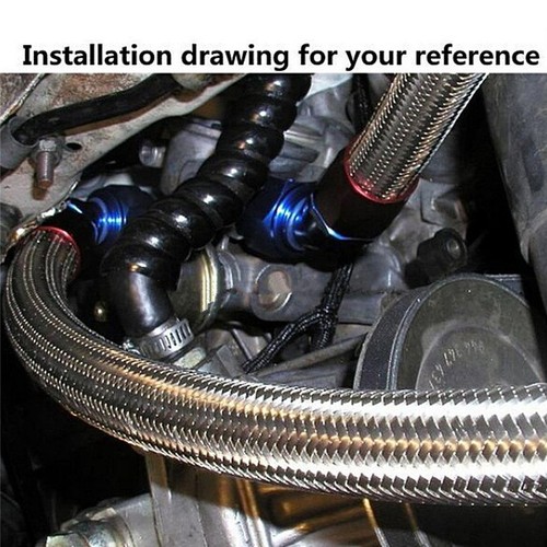 1M/3.3ft AN16 For Car Engine Oil Fuel Line Gas Radiator Nylon Steel ...