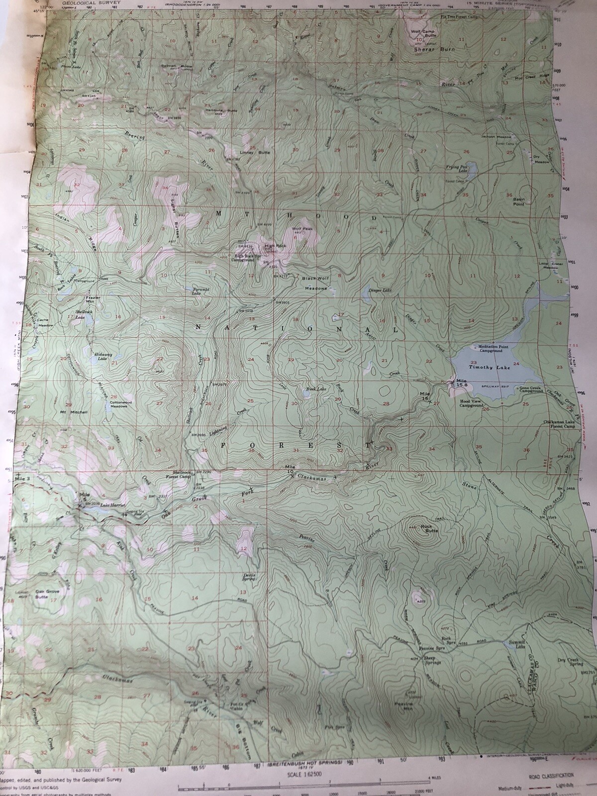 US Forest Service Map 1956 Mt Hood National Forest High Rocks ...