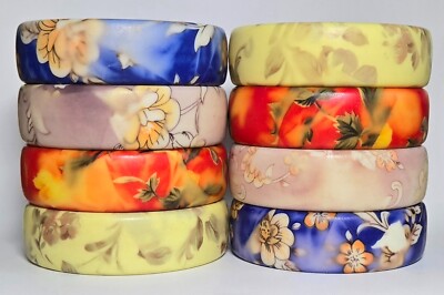 Wholesale Bangles Lot of 12 Resin Bangle Colorful Flower Print ...