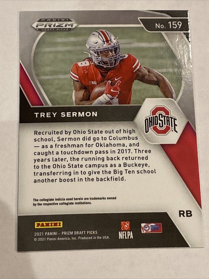 🚨💎Trey Sermon Chrome Prizm Rookie Card San Francisco 49ers Ohio State ...