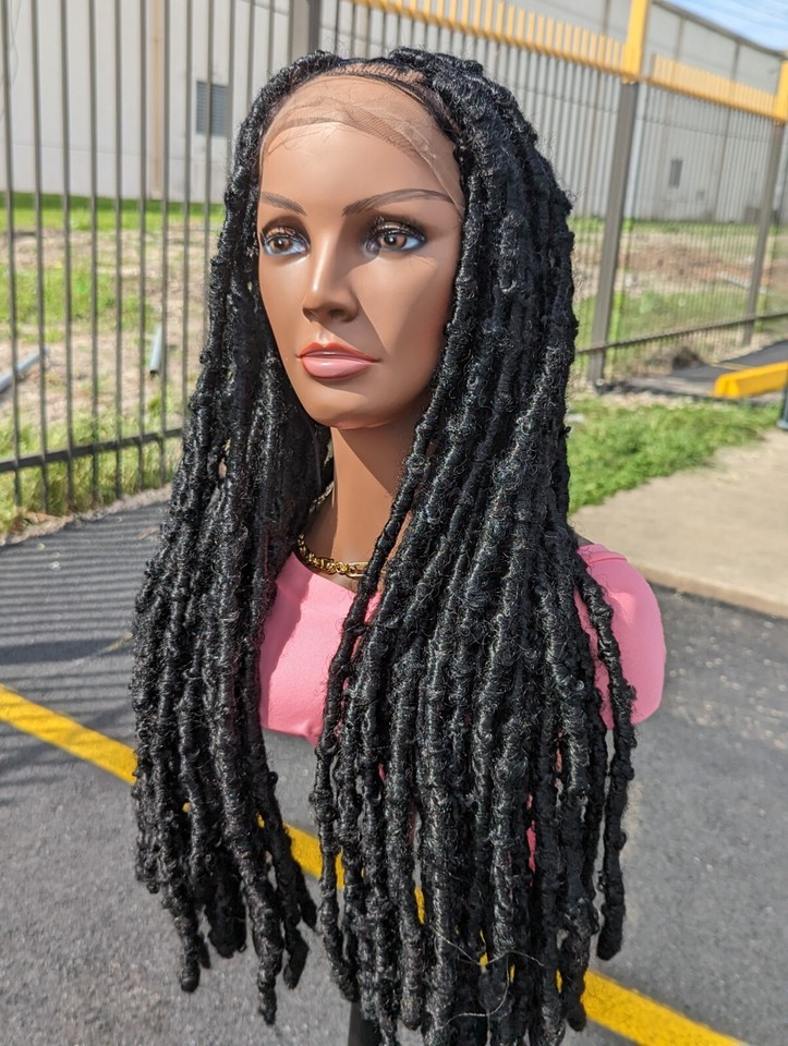 Handmade neat 46inch black colored 360 faux locs braids wig. | eBay