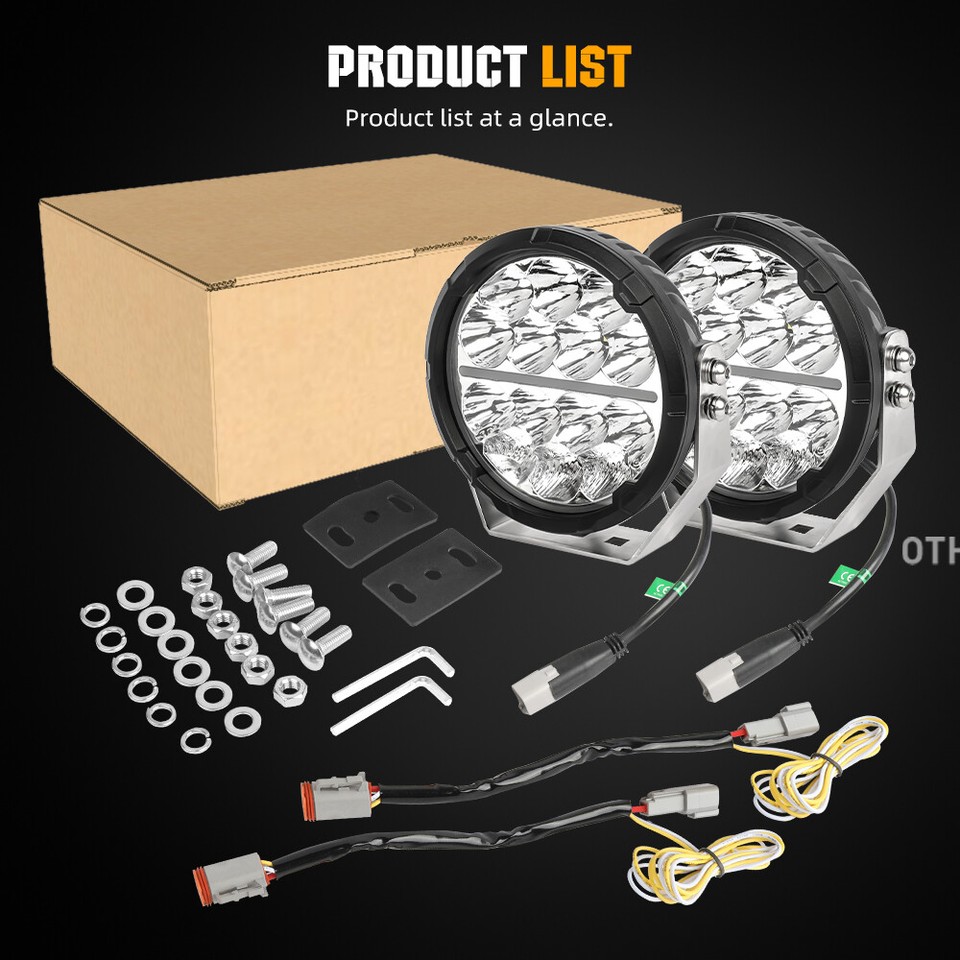 Pair Round 6.5" LED Work Driving Lights White Amber DRL Offroad Truck ...