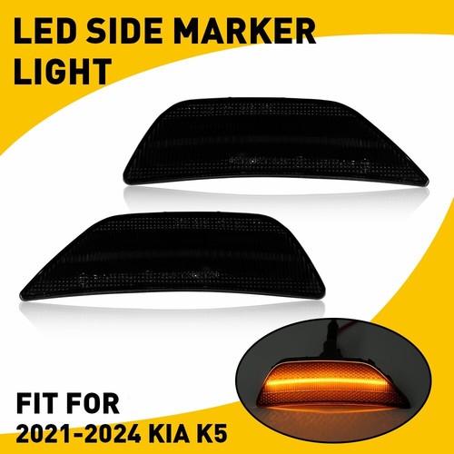 Smoked Lens Amber Full LED Strip Front Bumper Side Markers For Kia 21 ...