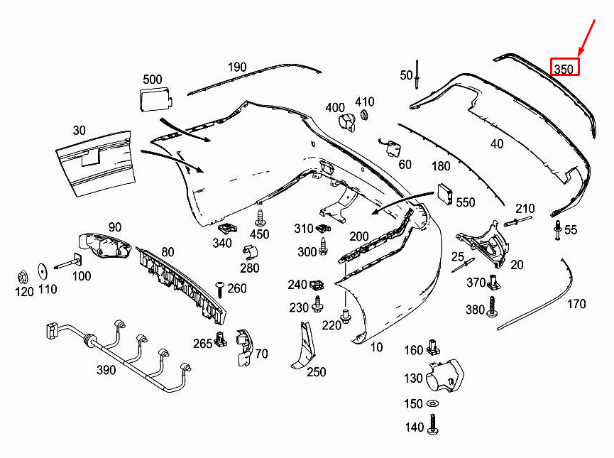 MERCEDES-BENZ E Cabrio A207 Rear Bottom Bumper Trim A2078851721 NEW ...