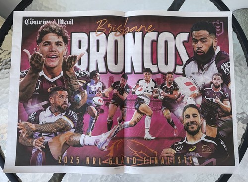 2 Sided Poster Brisbane Broncos 2025 Grand Finals NRL NRLW Reece Walsh ...