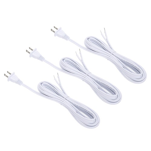 12 Feet Lamp Cord, 3 Pack SPT-2 18AWG UL Listed Power Wire, White ...
