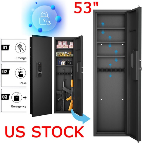 53" Passwod Touch Panel in-Wall Safe, Hidden Gun Safe with Adjustable ...