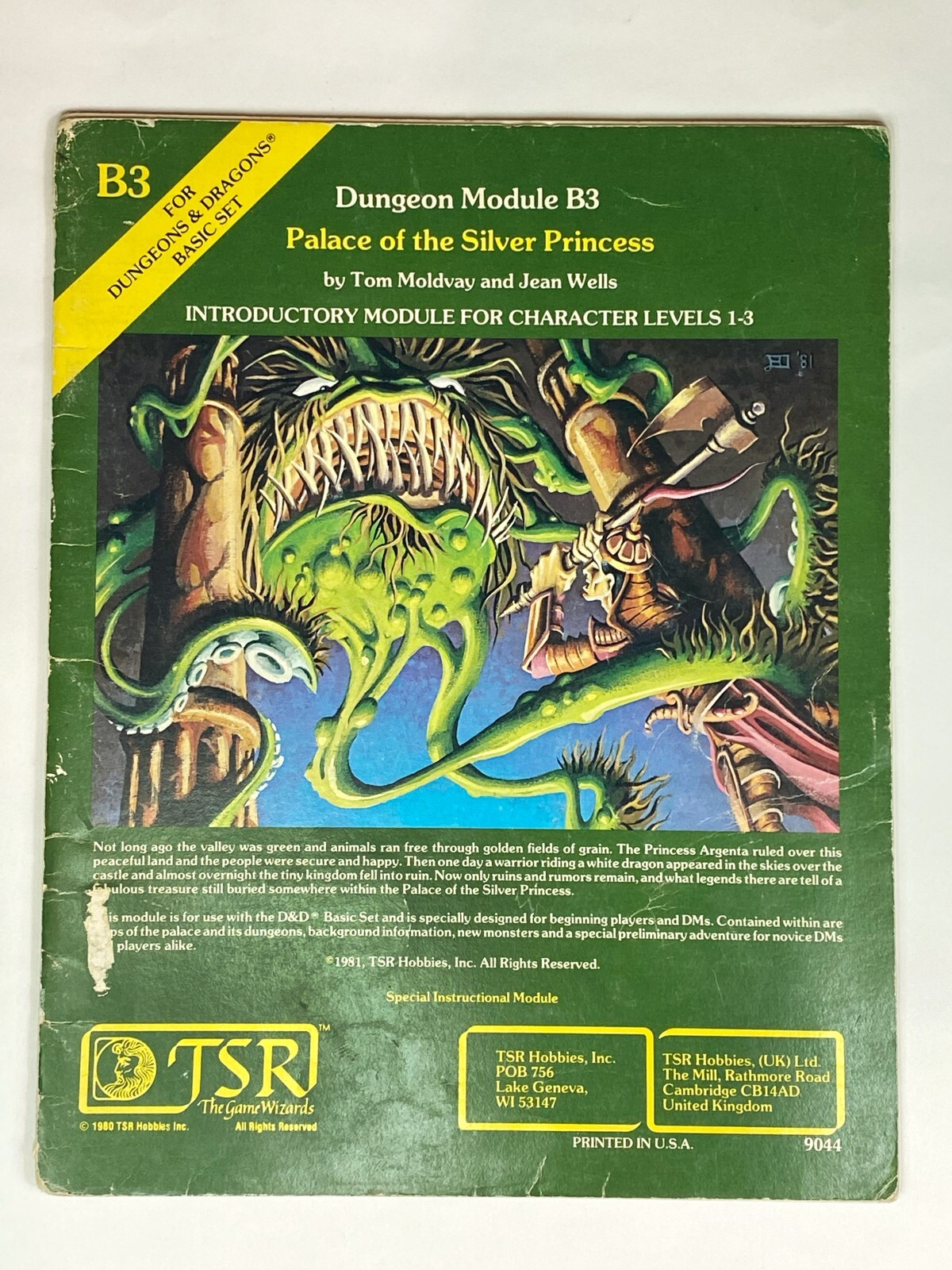 B3 Palace of the Silver Princess (Green Cover) VG/FINE 1982 TSR#9044 ...