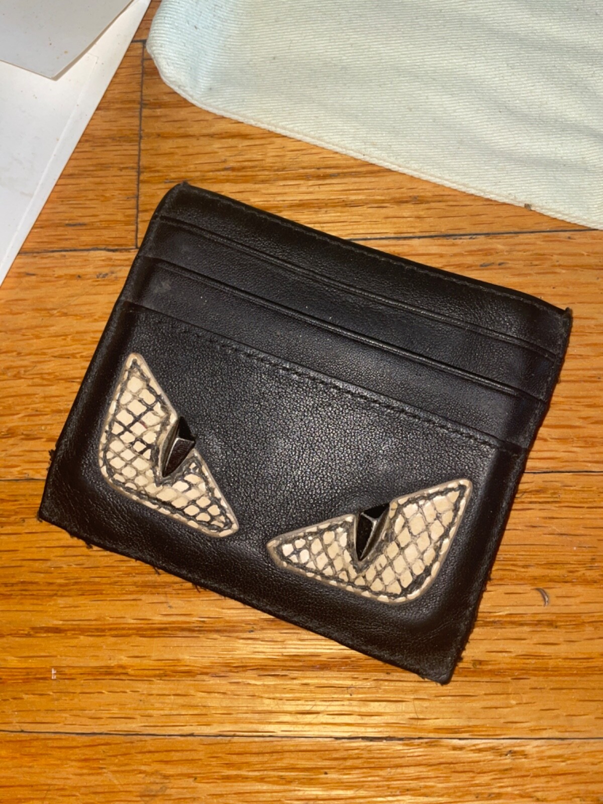 fendi roma italy monster eyes leather snakeskin card … - Gem