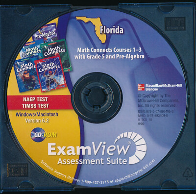 Examview Test Bank CD - Florida Math Connects Courses 1-3 Pre-Algebra ...