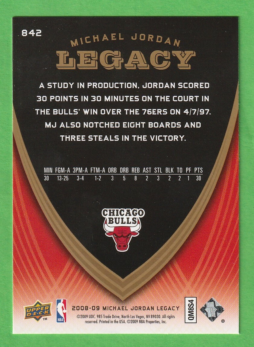 2008-09 Upper Deck Michael Jordan Legacy Collection #842 Michael Jordan ...