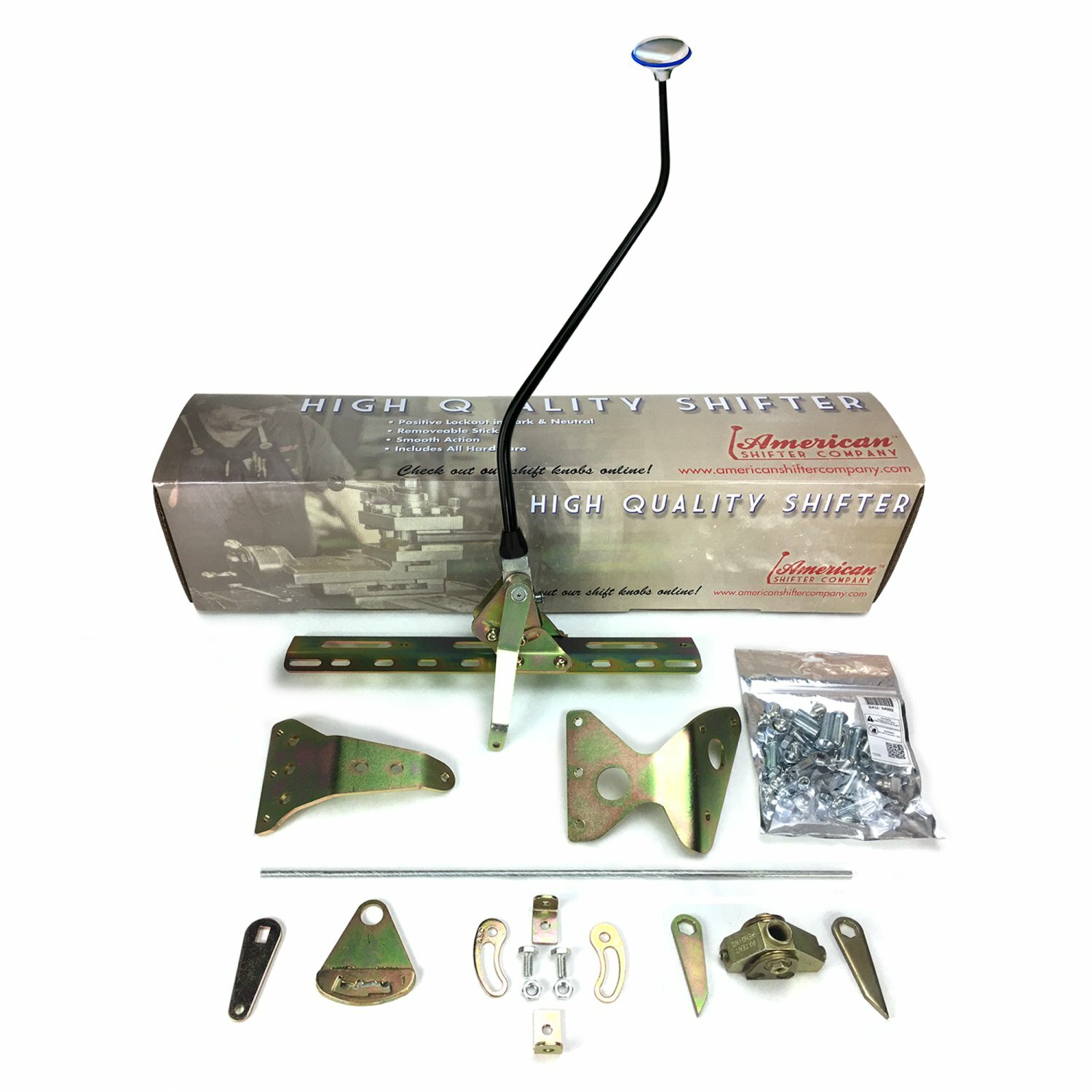 GM TH400 Side Action Shifter Kit 23" Black Arm w/ Side Bend and Billet ...