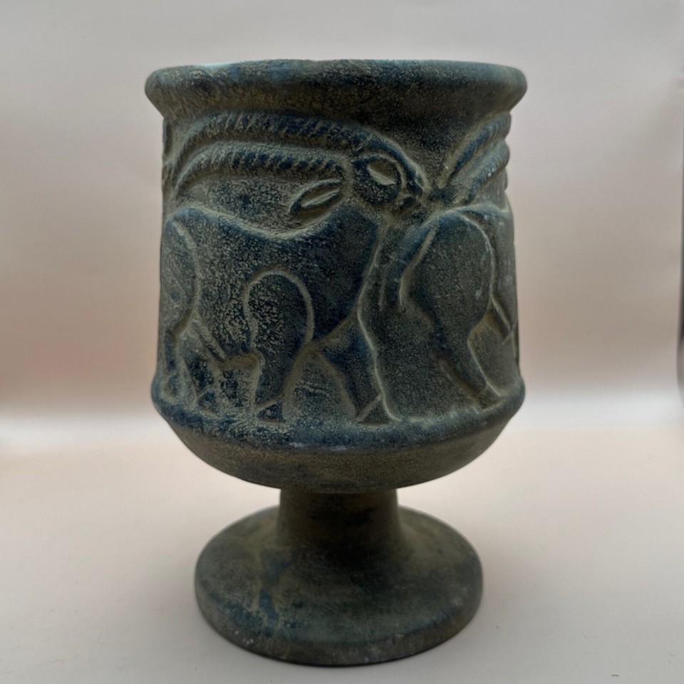 Rare Ancient Jiroft Intercultural Chlorite Vase With Animal Intaglio ...