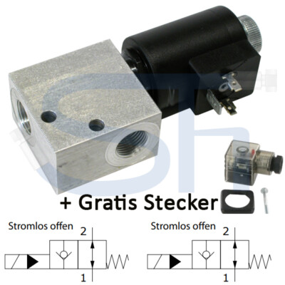 Hydraulik 2/2-Wege Ventil Sitzventil 3/8" - 40L/min 12V elektrischer ...