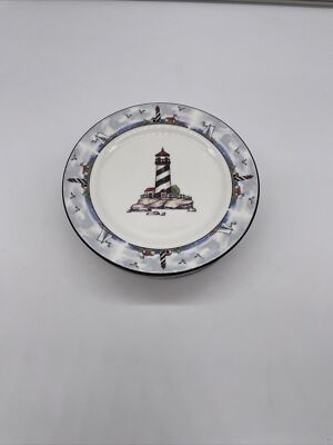 7 Totally Today Coastal Lighthouse Stoneware 7” Salad Dessert Plates | eBay