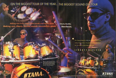 1998 2pg Print Ad of Tama Starclassic Drum Kit w Liberty Devitto of ...