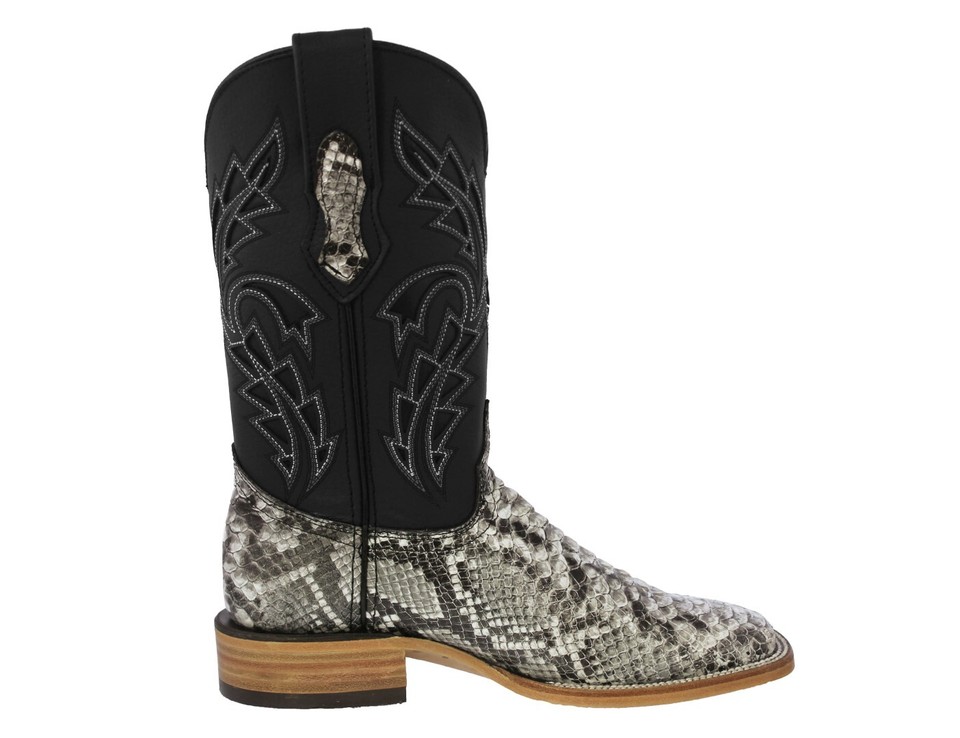 Mens Natural Cowboy Boots Snake Python Print Leather Western Fashion ...