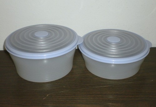 Set of 2 Tupperware Stuffables Sheer Bowls #5317/5316 w/Purple Seals ...