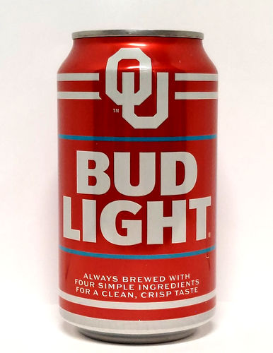 2025 BUD LIGHT - 12 oz Beer Can #881479 NCAA THE UNIVERSITY OF OKLAHOMA ...
