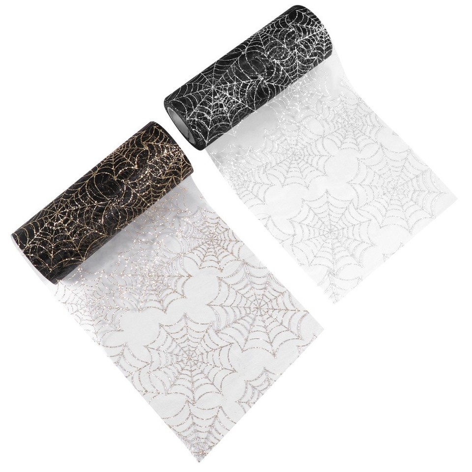 2 Rolls Halloween Decorations Spider Web Spiders Mesh Tulle Fabric ...