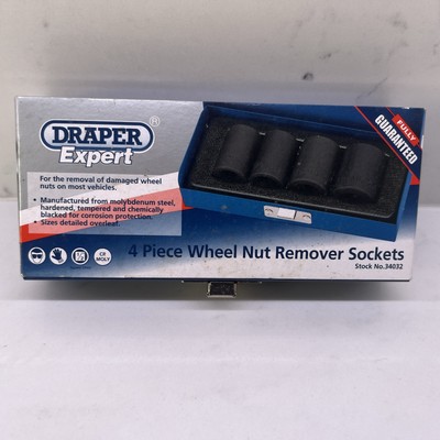 Draper Expert 4 Piece 1/2" Drive Locking Wheel Remover Nut Socket Set ...