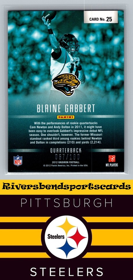 2012 Panini Gridiron #25 Blaine Gabbert Arms Race Gold #/100 | eBay