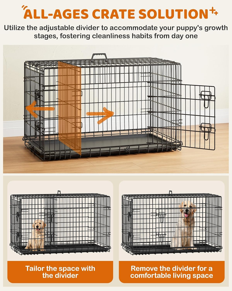 Yaheetech 42 Inch Dog Crate Double Door Dog Crate W/Divider for Puppy ...