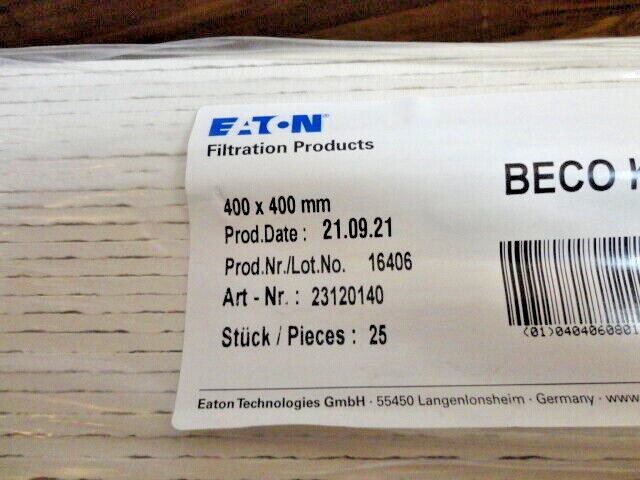 EATON BECO- DEPTH FILTRATION SHEETS 400 X 400 MM - LOT OF 25 SHEETS | eBay