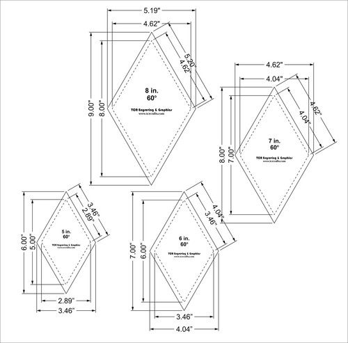 Diamond Templates 5, 6, 7, 8 - Clear 1/8" 60 Degree | eBay