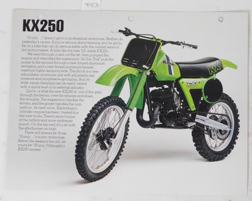 1981 Genuine Kawasaki KX 250 Factory KX250 Dealer Sales Ad Brochure ...