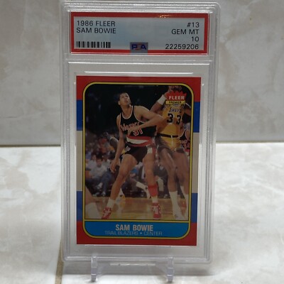 1986 Fleer Basketball #13 Sam Bowie PSA 10 GEM MINT RC Portland ...