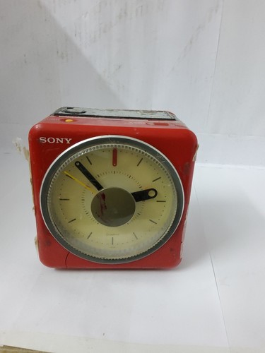# Red Sony ICF-A10W Vintage Clock Radio Cube Alarm | eBay
