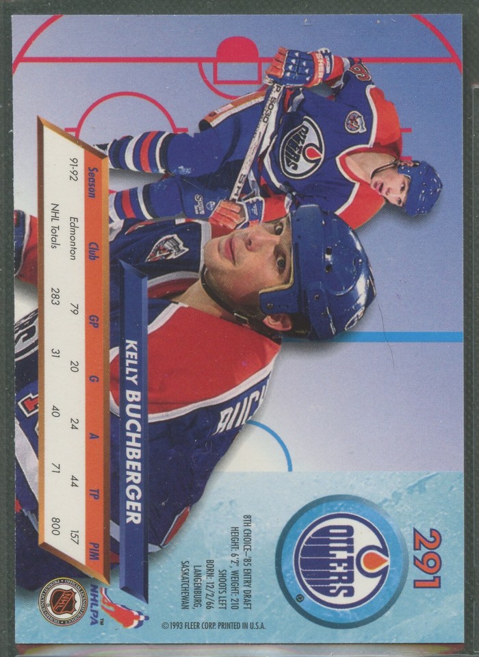 1992-93 Fleer Ultra #291 Kelly Buchberger Edmonton Oilers | eBay