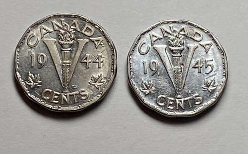 1944 & 1945 CANADA VICTORY V NICKEL LOT! RARE LOW MINTAGE KGVI 5 CENT ...