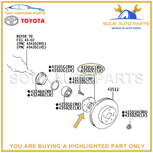 43502-28100 Genuine Toyota HUB SUB-ASSY, FRONT AXLE, RH/LH 4350228100 ...