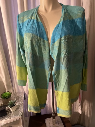 NWT Ruby Rd. Women’s 1X, Lightweight, Open Front Cardigan Blue Green ...
