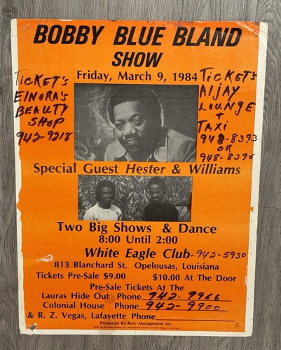 BOBBY BLUE BLAND Original 1984 Boxing Style Concert Poster RARE White ...