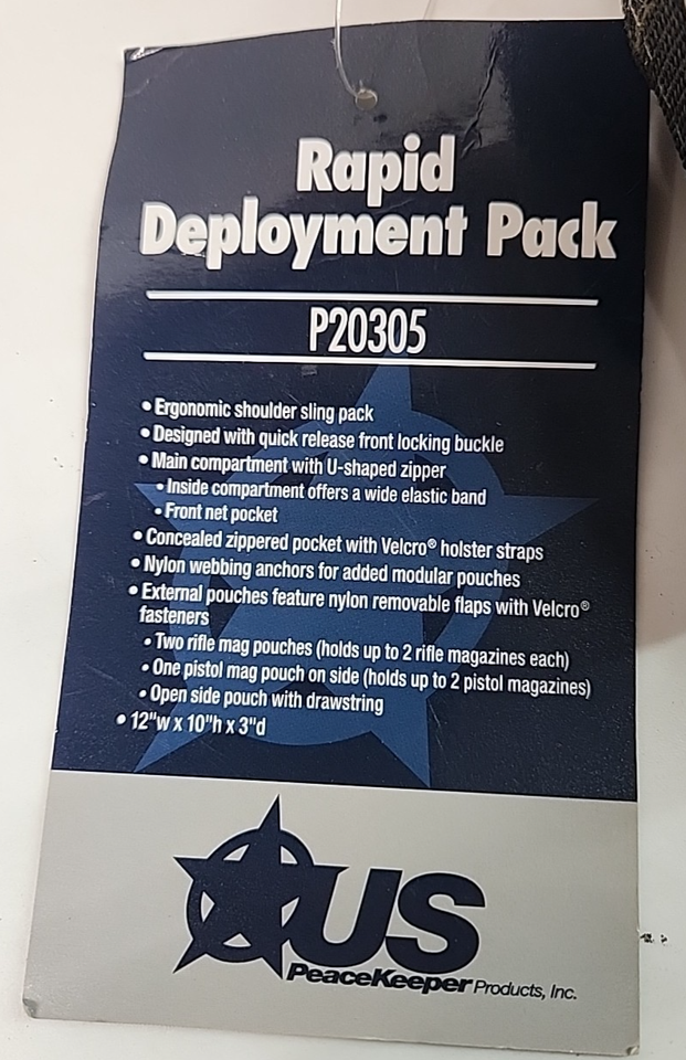 US PeaceKeeper RDP Rapid Deployment Pack Bag 12" X 10" X 3" OD Green ...