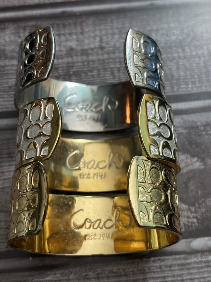 COACH Wide Cuff Bracelet Set of 3 Signature Open Cuffs 7 Inch | eBay