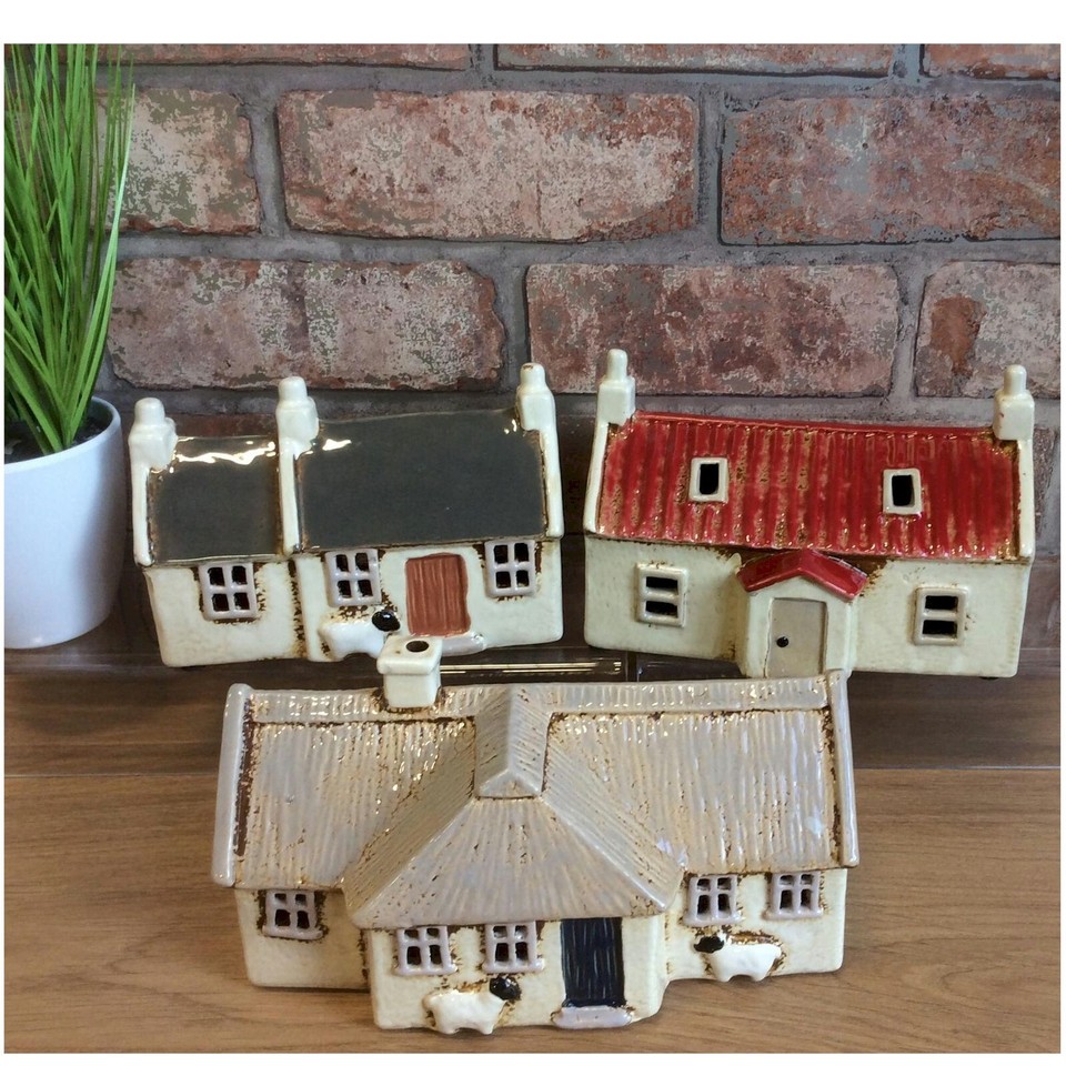 Village Pottery Small Croft House with Slate Roof Tealight Holder ...