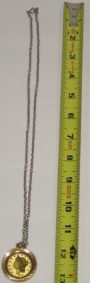 VINTAGE GOLD TONE BI-CENTENNIAL 1776 REPLICA TWENTY D COIN 24" NECKLACE ...