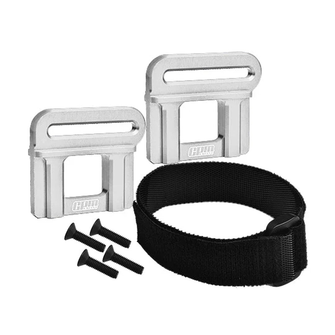 GPM Aluminum 7075 Alloy Battery Hold-Down Retainer Silver for 1/8 Maxx ...