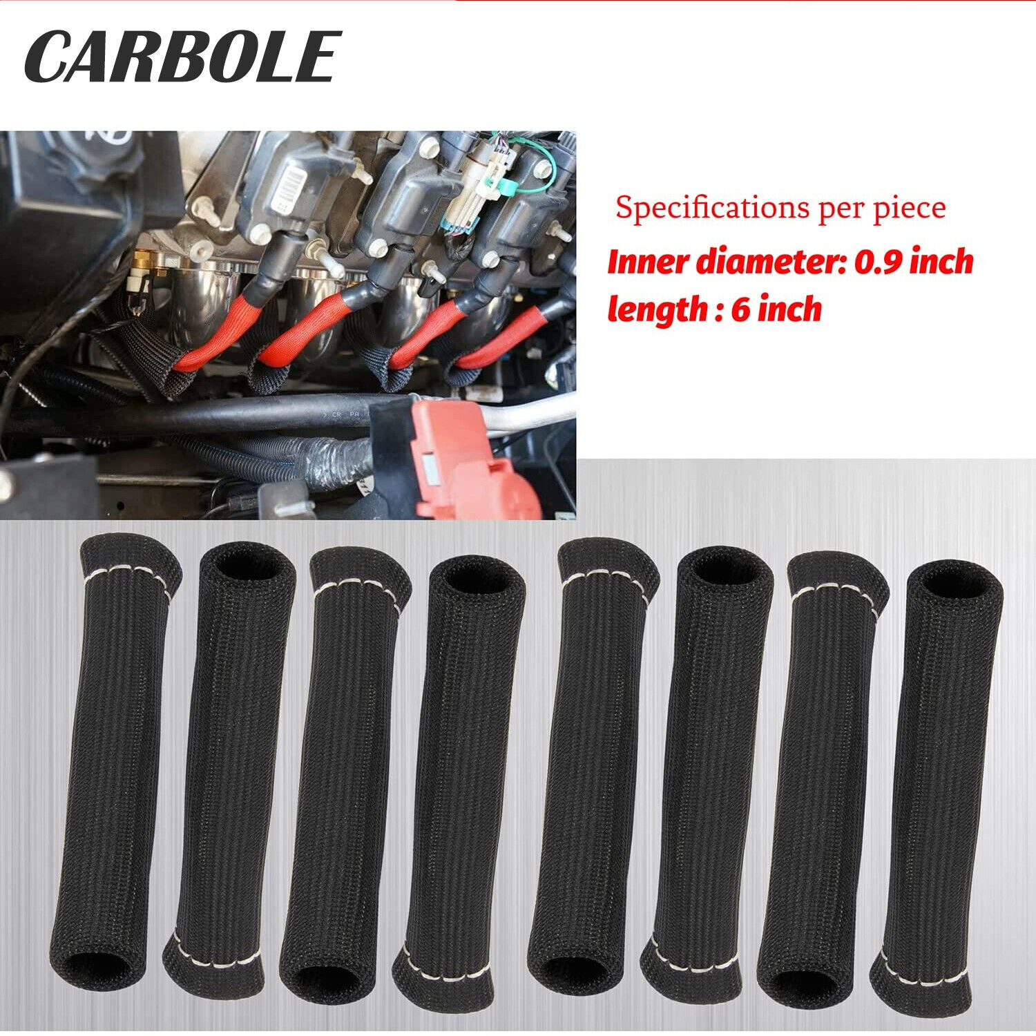 8PCS Spark Plug Wires Boots Heat Shield 2500° for SBC BBC 350 454 ...